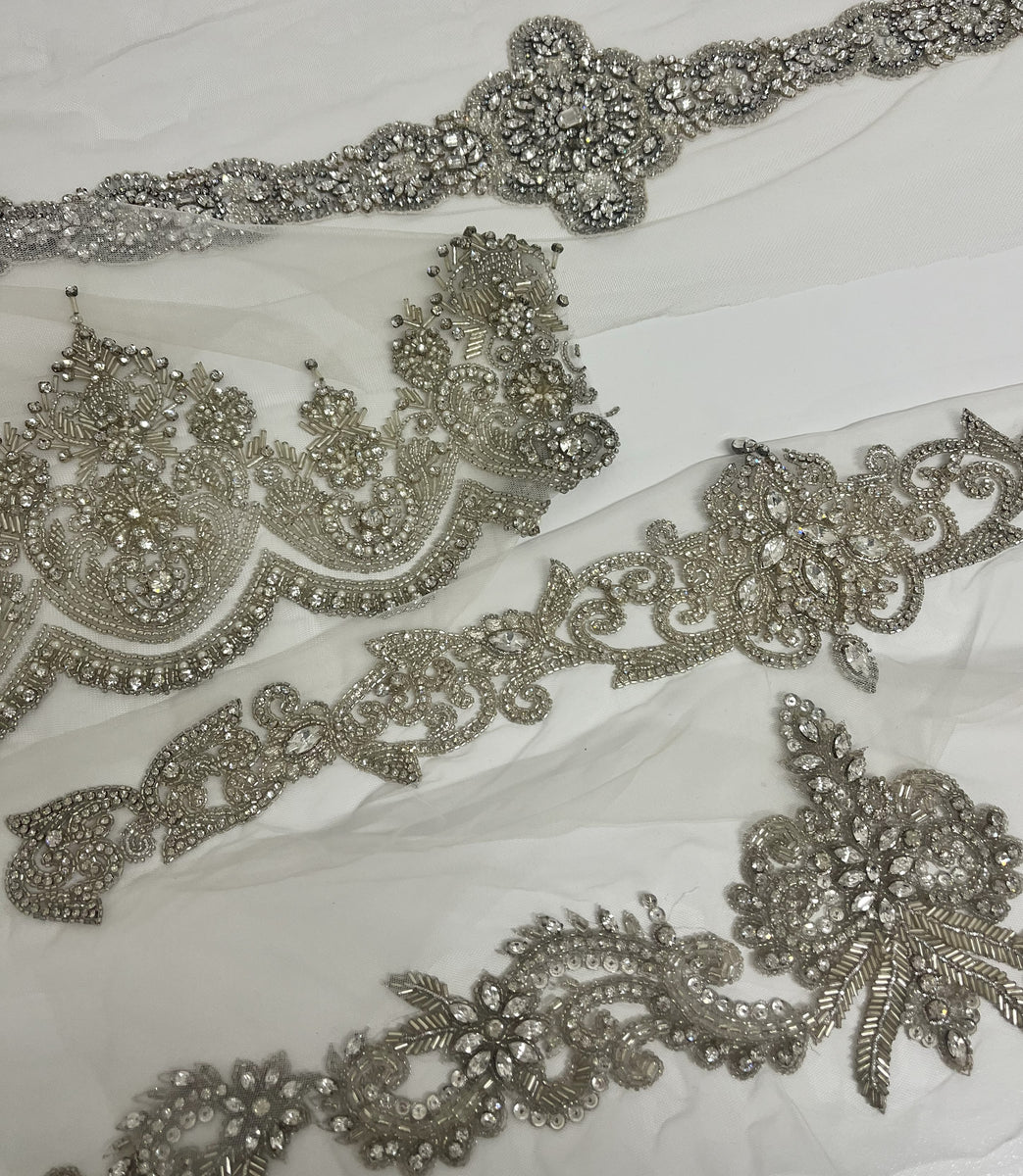 Beaded Motif Silver 125| Silk Trader